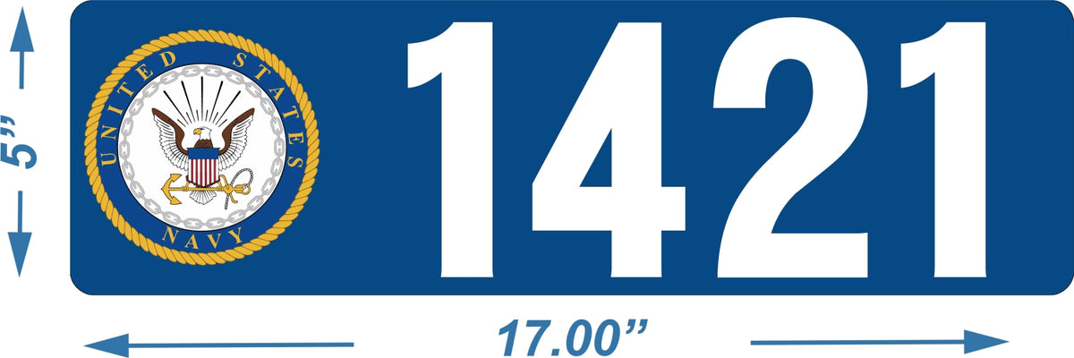 U.S. Navy , Blue Background White Number-Digital Curb Number