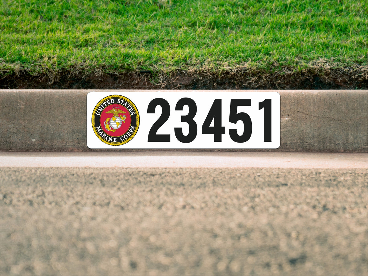 U.S. Marine Corps , White Background Black Number-Digital Curb Number