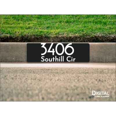 Black Custom Curb Number and Text – Digital Curb Number