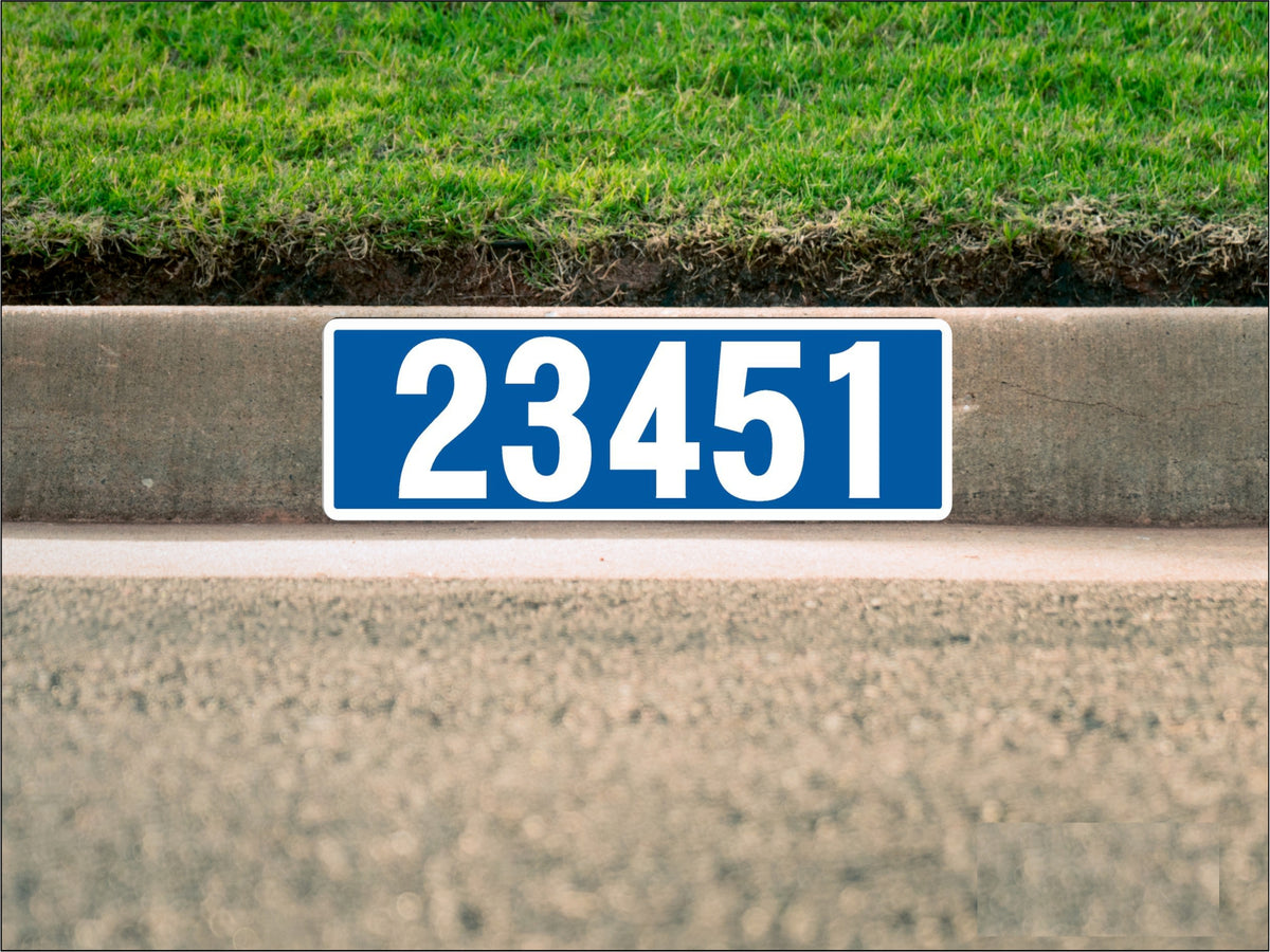 Blue Background White Number - Digital Curb Number