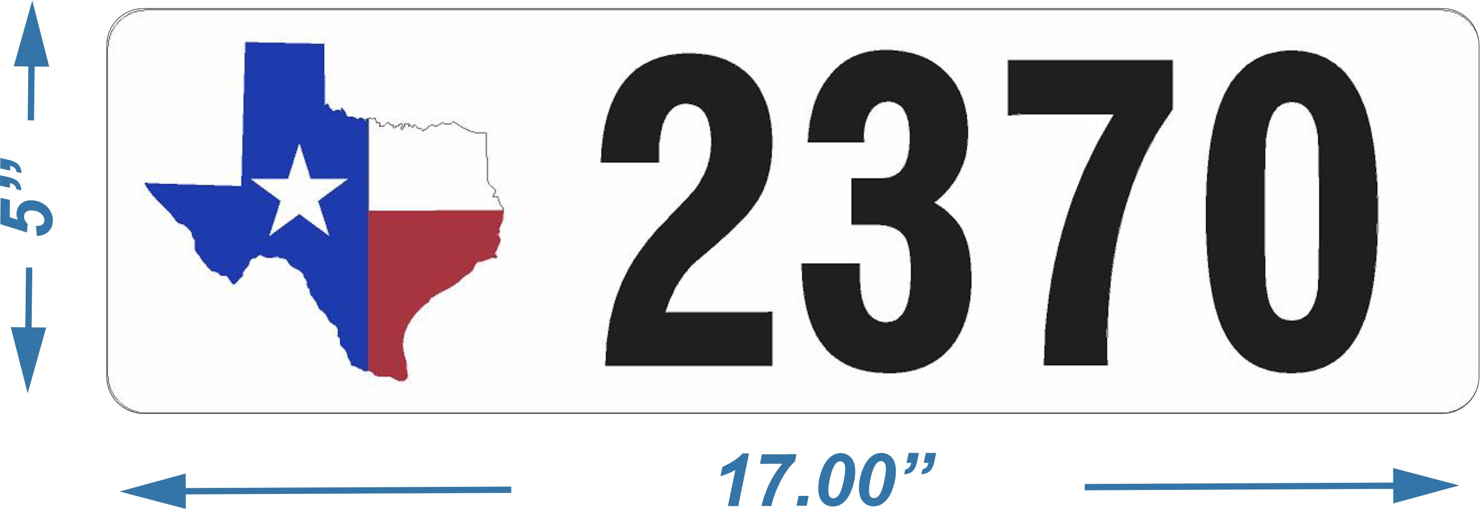 State of Texas Black Lettering on White Background - Digital Curb Number