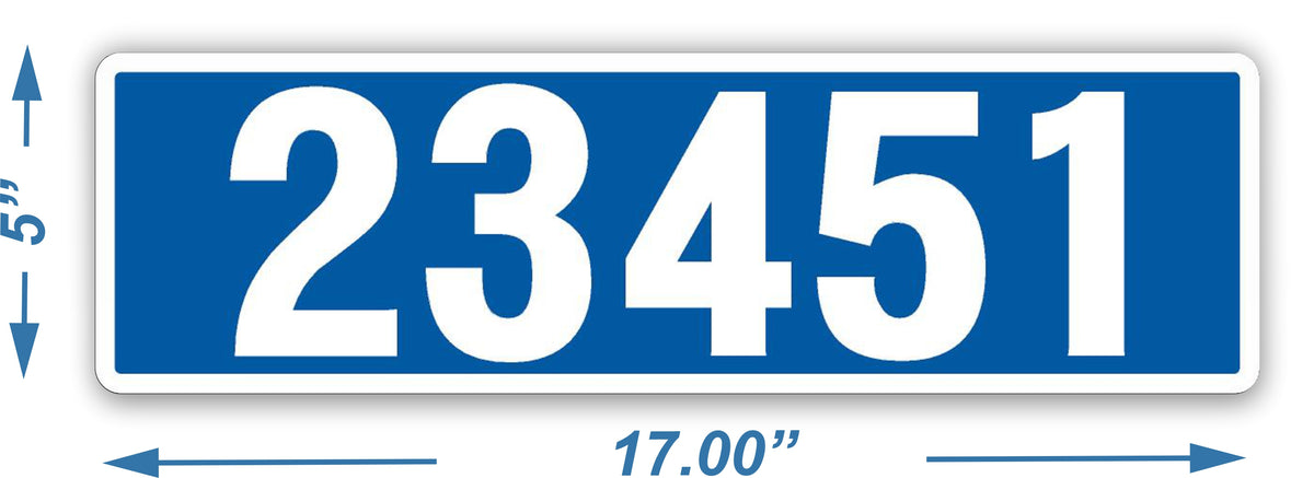 Blue Background White Number - Digital Curb Number