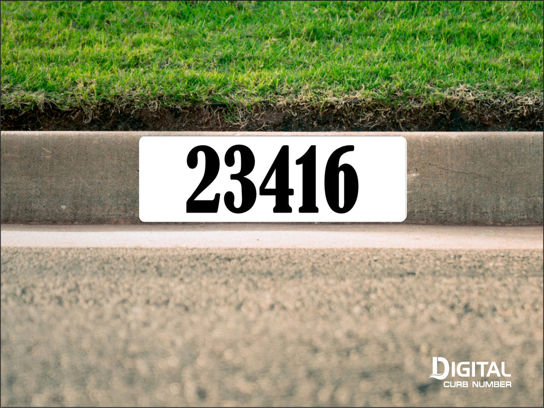 White Background Black Number - Digital Curb Number