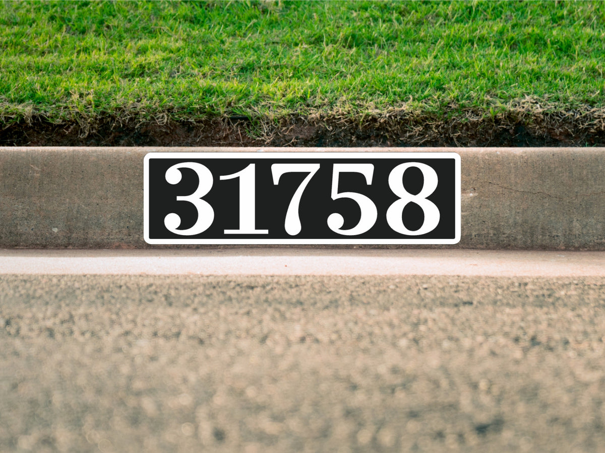 Black Background White Number - Digital Curb Number
