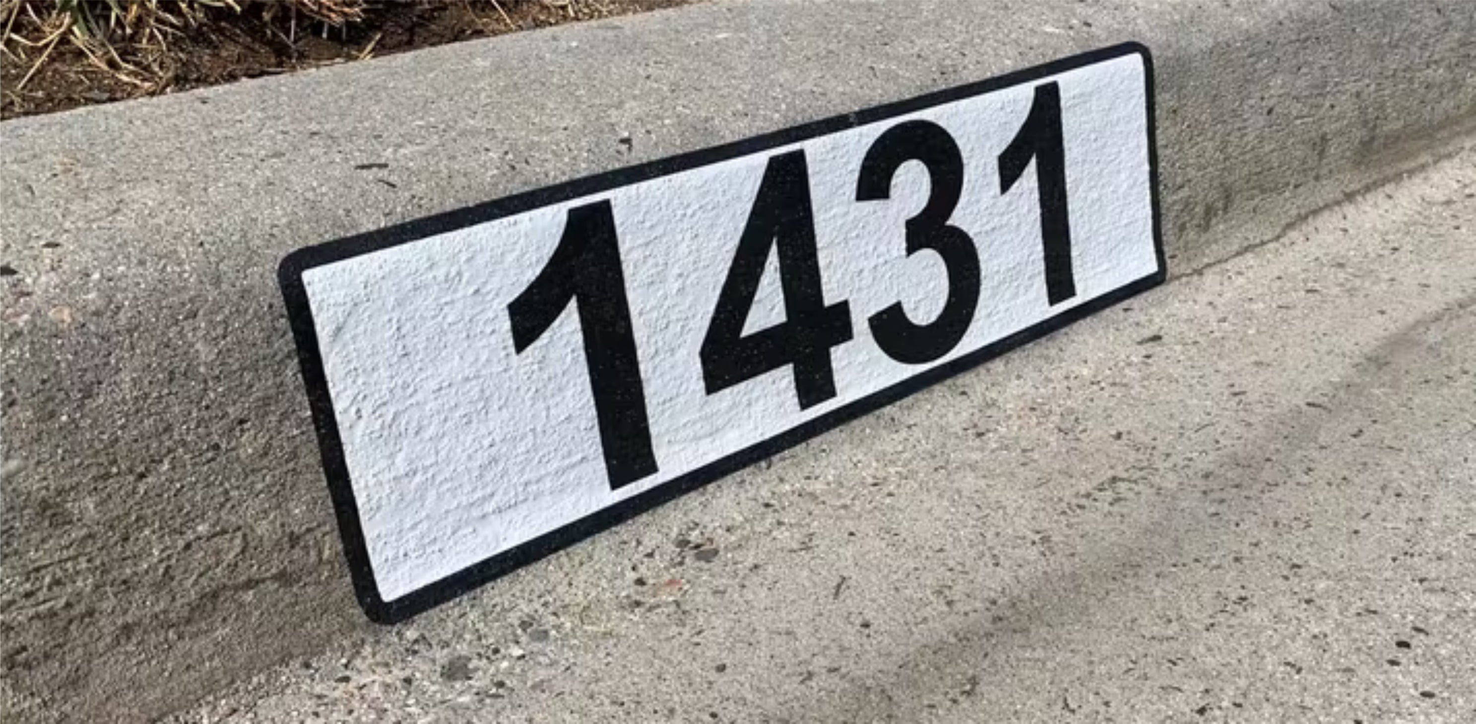 White Background Black Number - Digital Curb Number