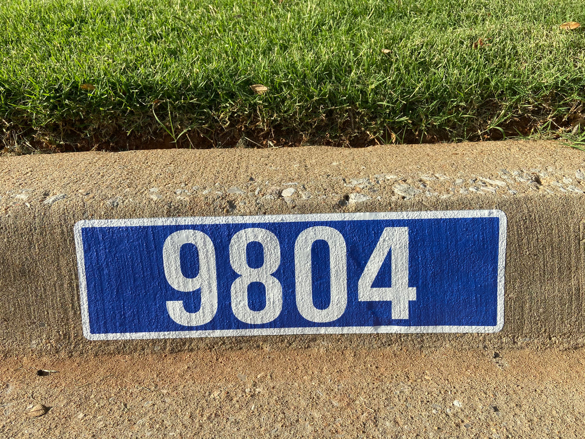Blue Background White Number - Digital Curb Number