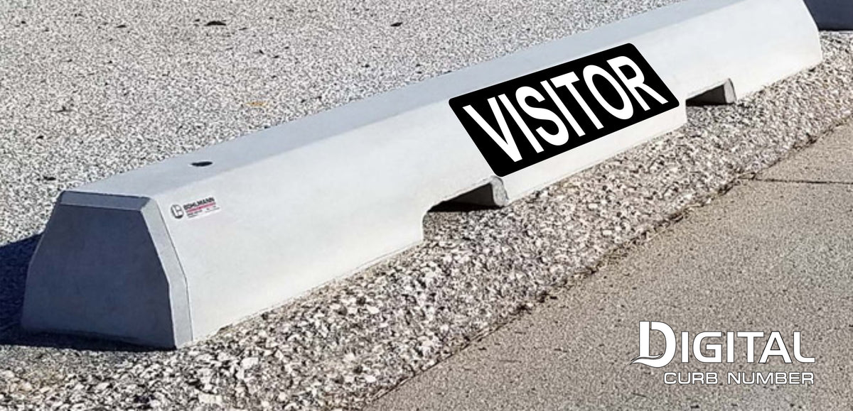 Visitor Black Background White Lettering - Digital Curb Number